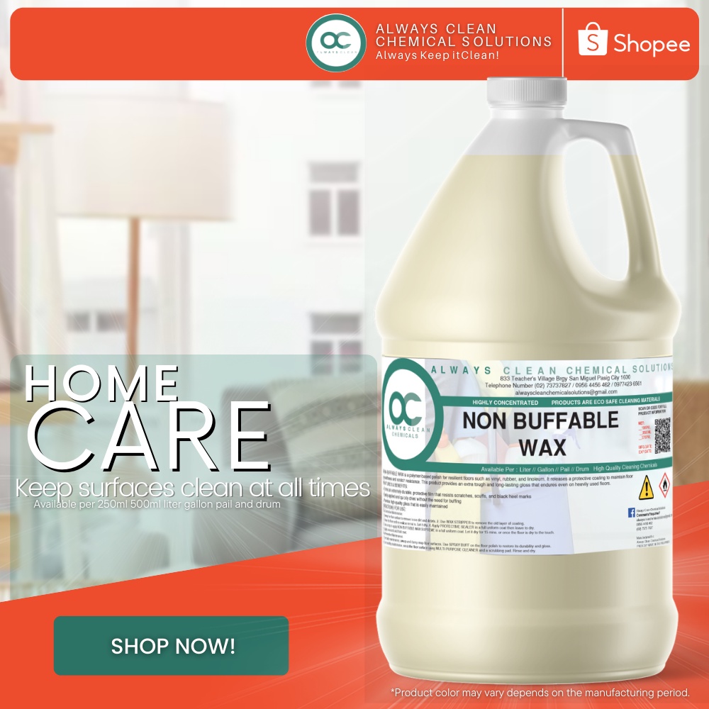 NON BUFFABLE EMULSION WAX 1 GALLON (Cement Vinyl Rubber Shine Non ...