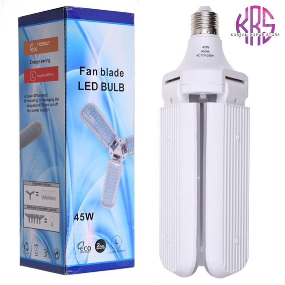 45W 6500K Foldable Fan Blade LED Light Bulb | Lazada PH