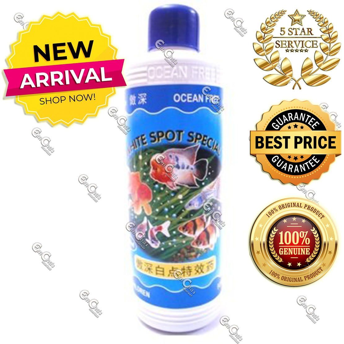 Ocean-Free (BLUE BOTTLE) White Spot Special Medicine Eradicates Fish ...