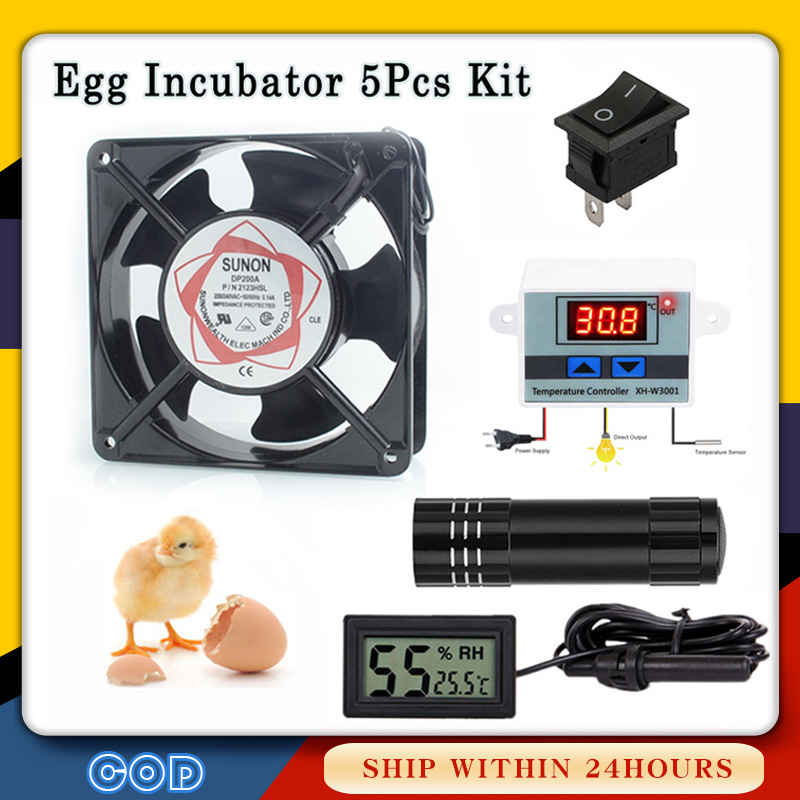 5Pcs Egg Incubator Spare Parts Kit (110-220V W3001 thermostat+BLOWER ...