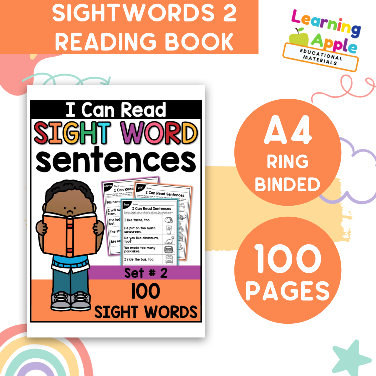 Reading Book Sight Words Fluency Workbook Preschool Kinder Grade 1 ...