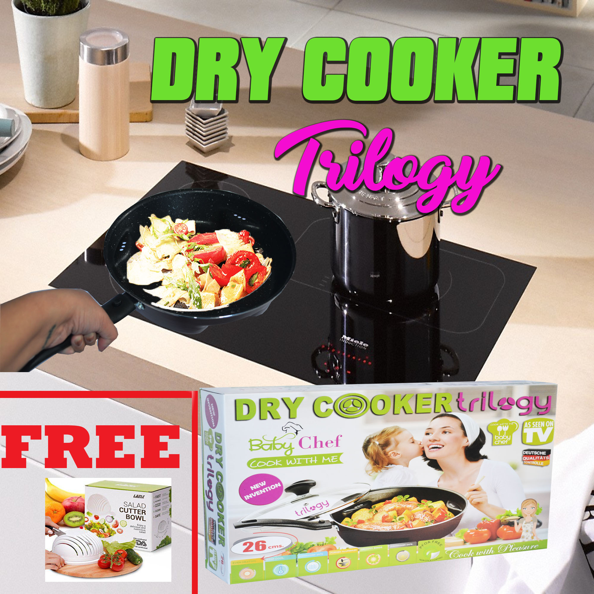 New Best Seller Dry Cooker Ceramic Trilogy Stainless Pan Best For Fast ...