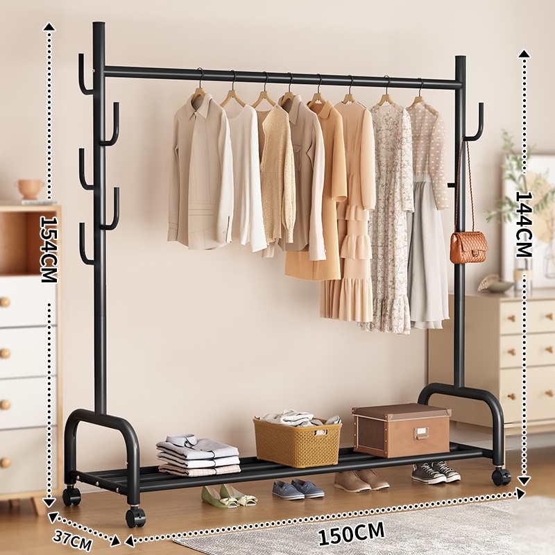 60-150cm Clothes Hanging Rack Clothes Rack Bedroom Tierd Rack ...