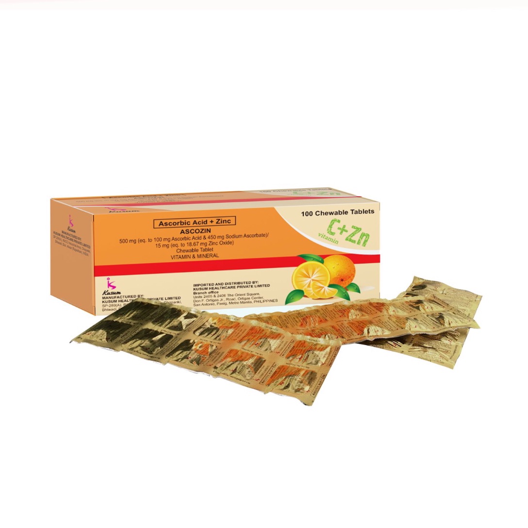 Ascozin 500mg 30 Chewable Tablets Ascorbic Acid + Zinc | Lazada PH