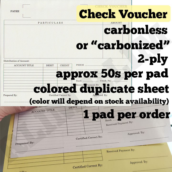 Check Voucher Carbonless Carbonized or Plain | Lazada PH