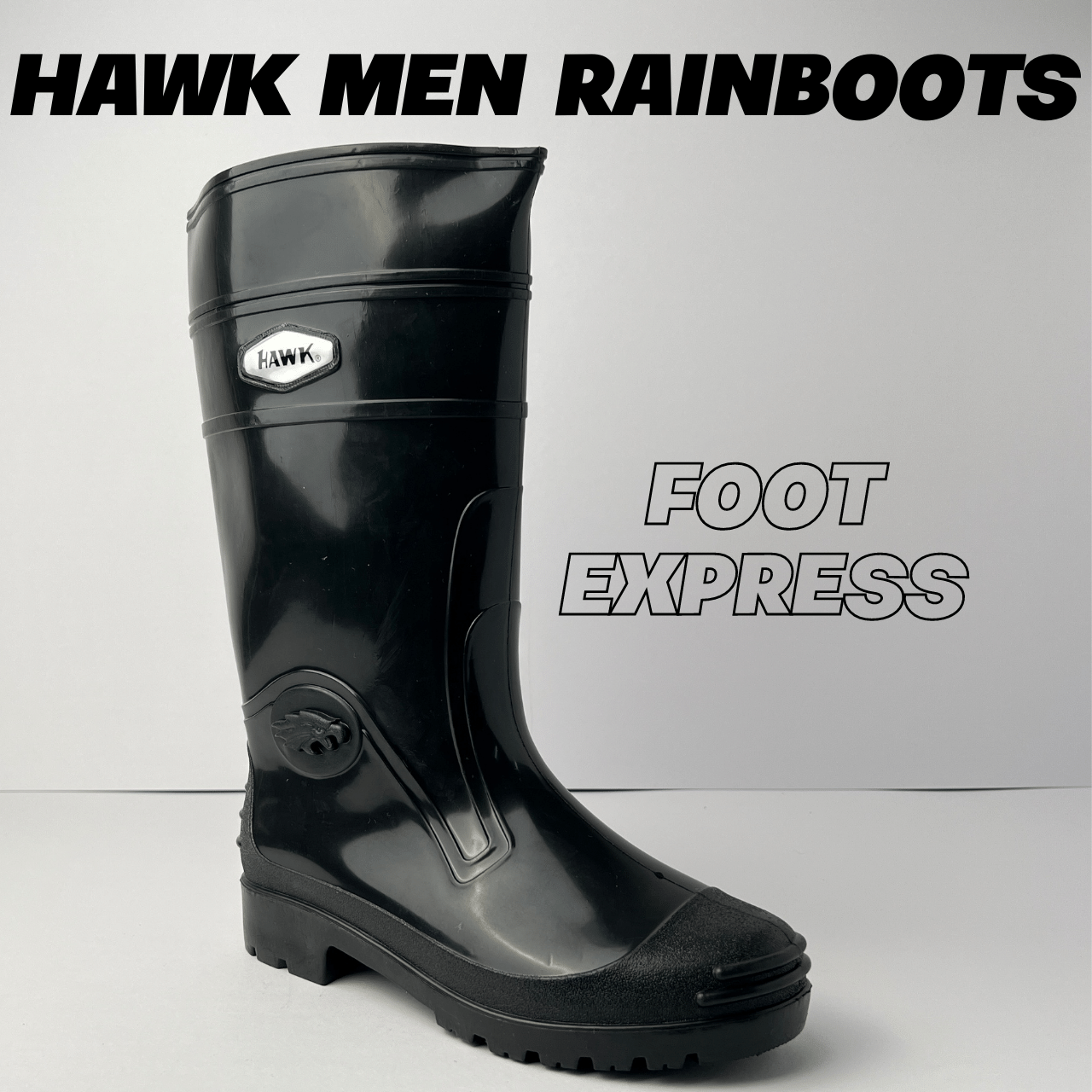 HAWK Men Rainboots Black & White | Lazada PH