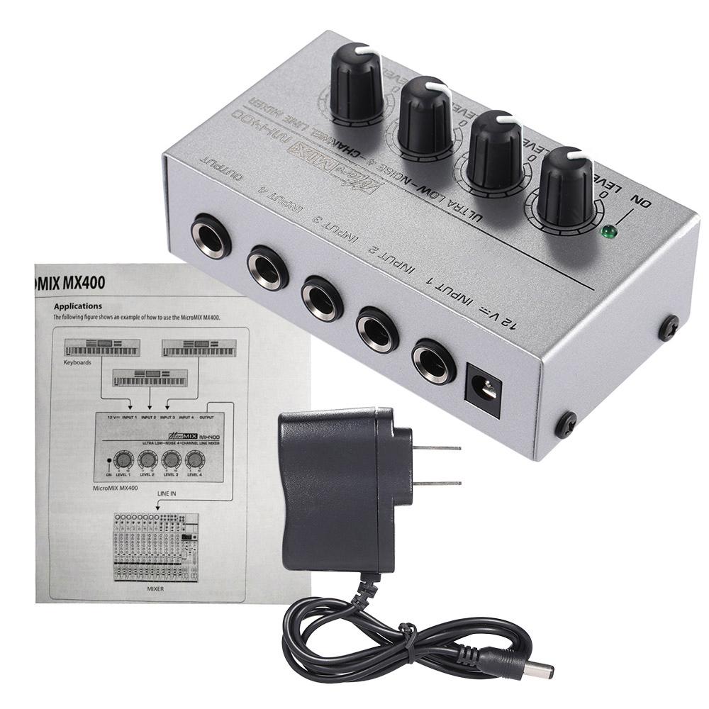 MX400 Ultra-compact Low Noise 4 Channels Line Mono Audio Mixer with ...