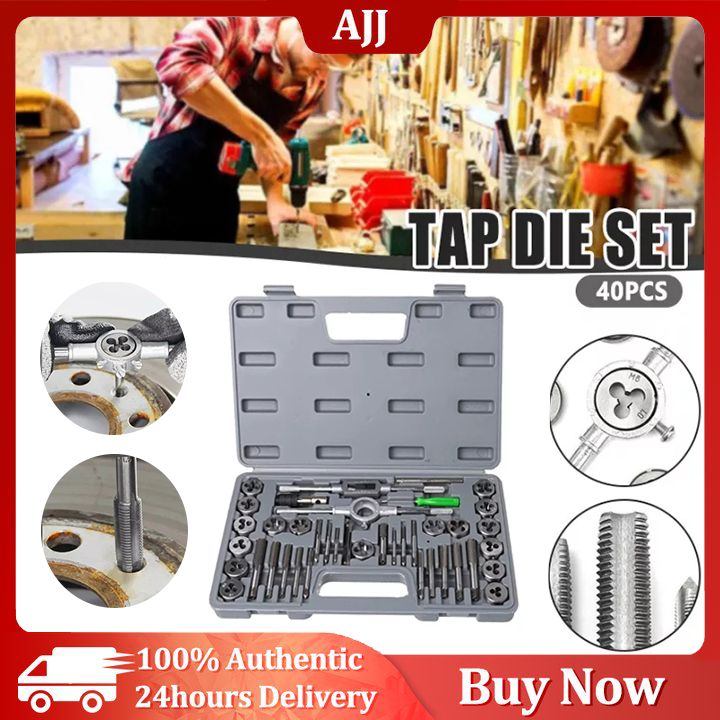 【COD】24hours delivery 40Pcs Tap Die Set Hand Thread Plug Taps Hand ...