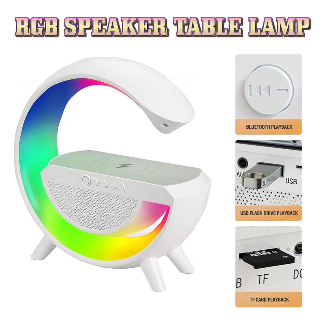 3 in 1 Multifunction G-Shaped LED Bluetooth Speaker with Wireless Fast ...
