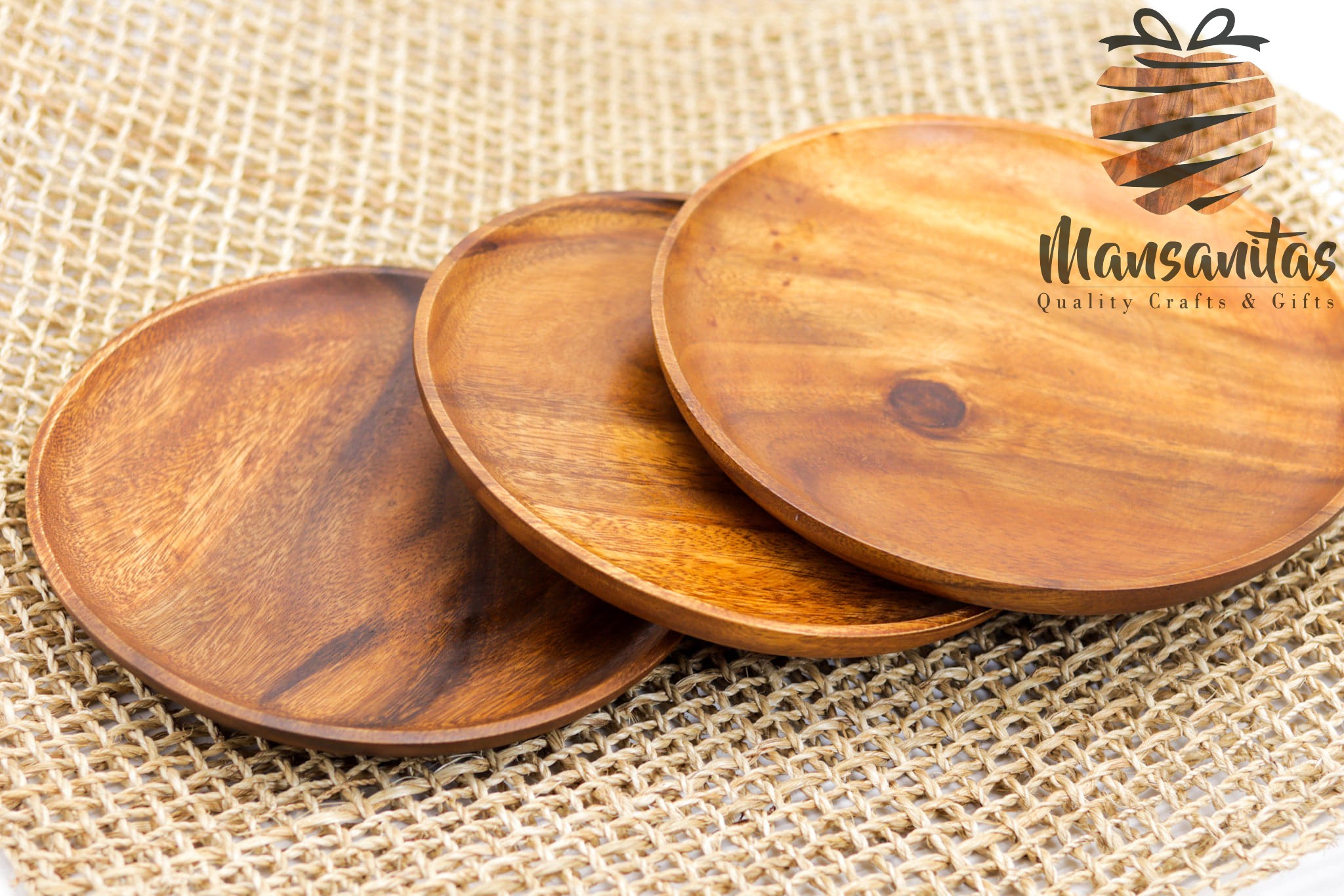 Mansanitas Mansanas Acacia Wood Wooden Round Plate 5 or 6 or 8 or 9 or ...