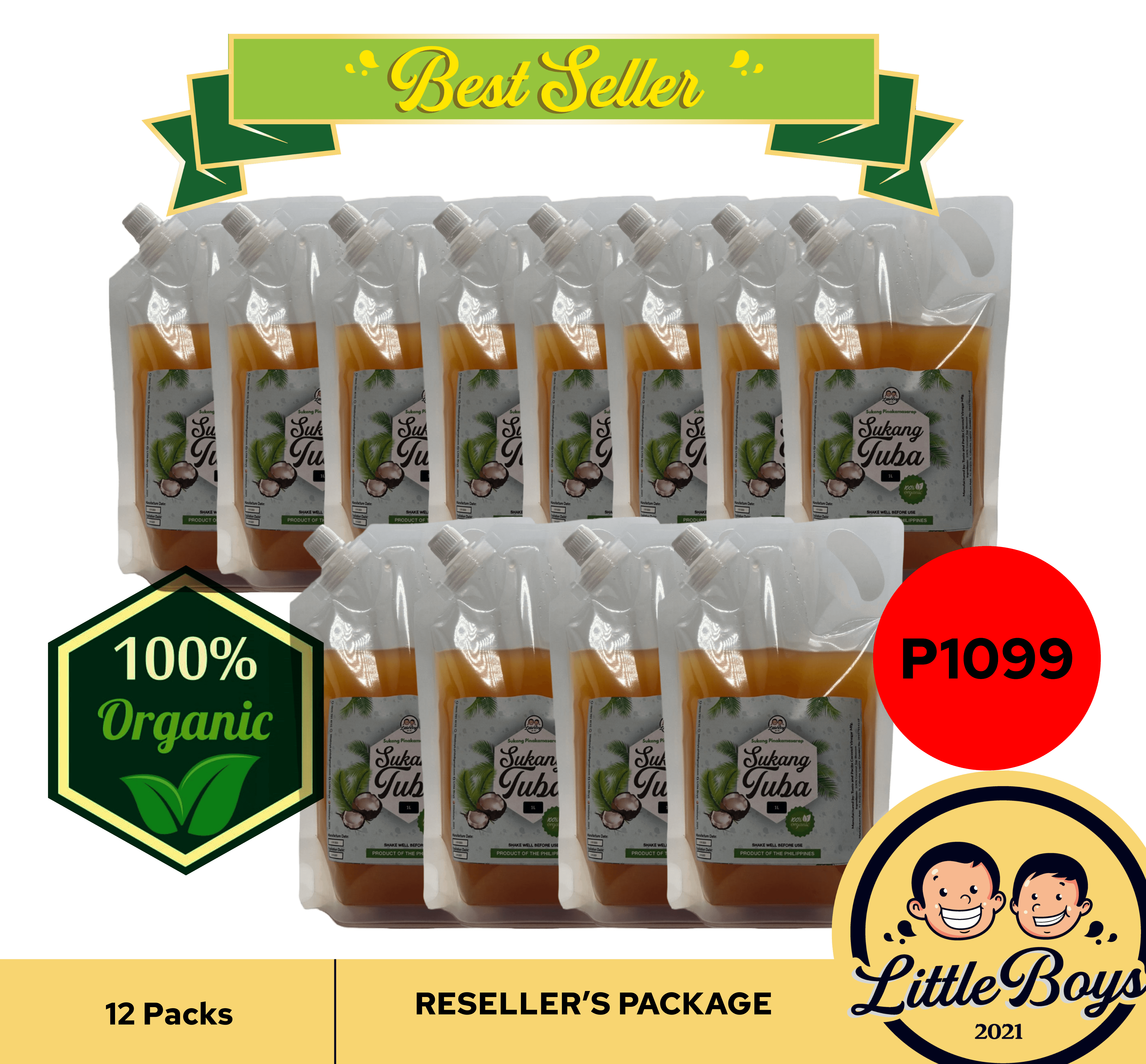 Little Boys Reseller's Package 1000ml Sukang Tuba Pack of 12 100% ...