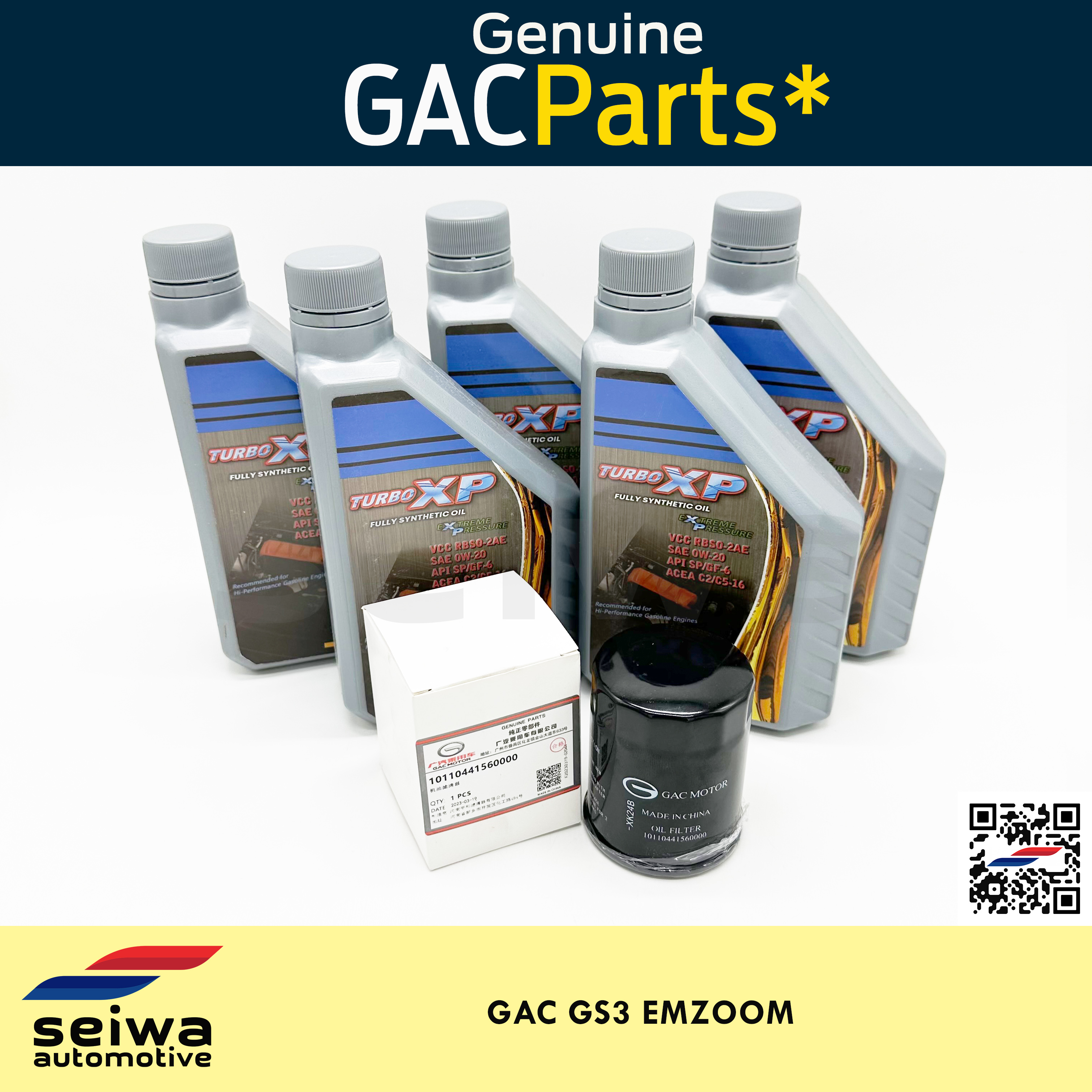 GAC GS3 Emzoom Change Oil Package - TURBOXP 0W20 Fully Synthetic Oil ...