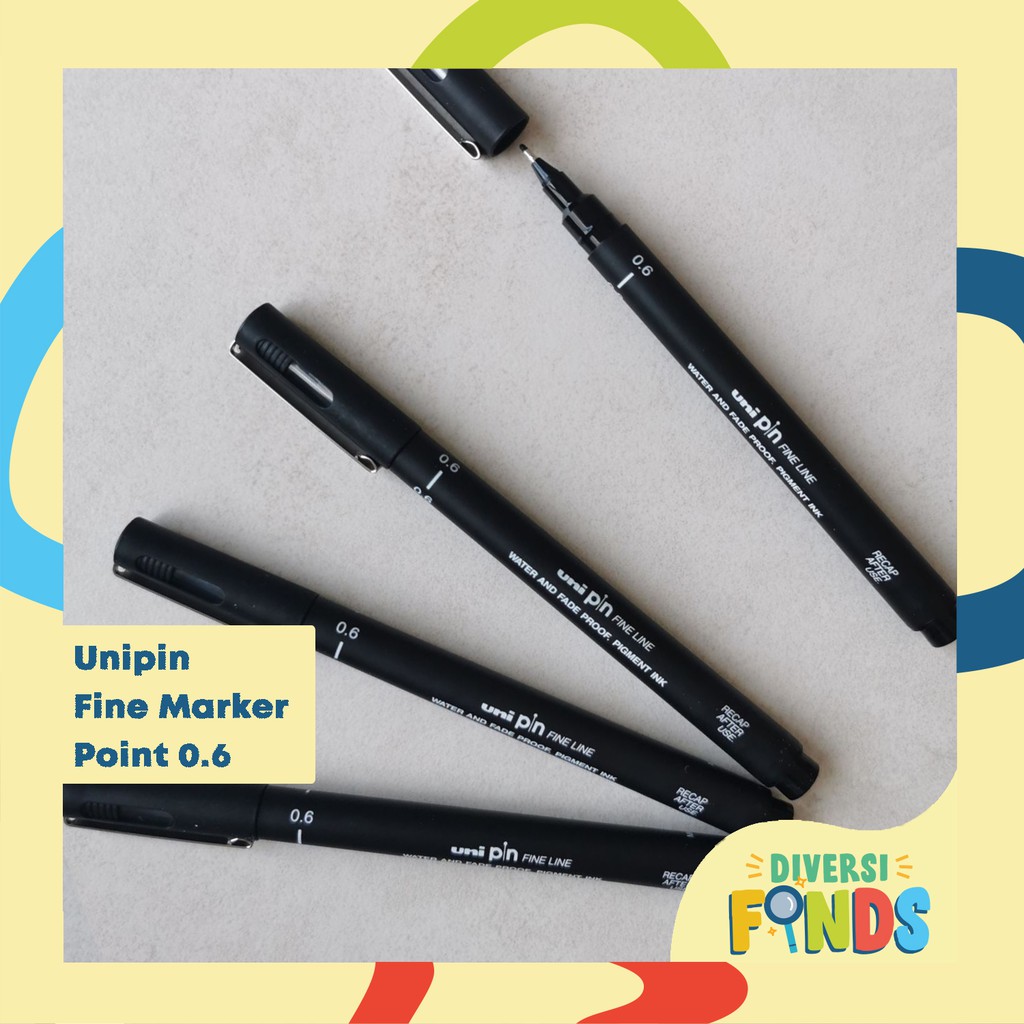 AUTHENTIC Unipin Uni pin Fine Line Drawing Pen BLACK- Water and Fade ...