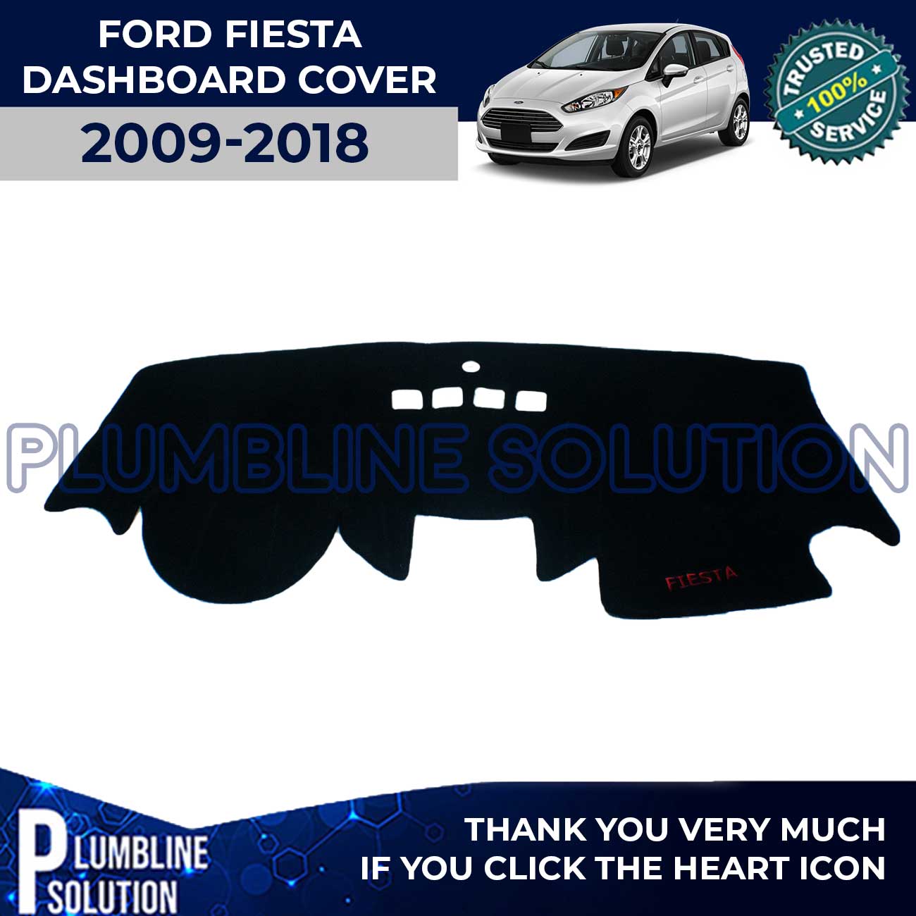 Dashboard Cover for Ford Fiesta 2009 2010 2011 2012 2013 2014 2015 2016 ...