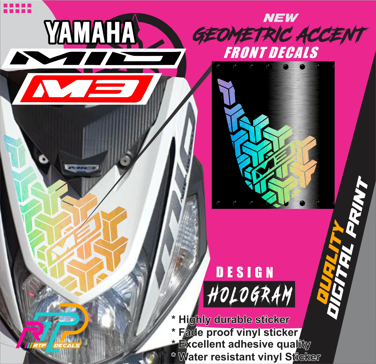 Mio M3 Giometric Accent Front Cover Decals Sticker | Lazada PH