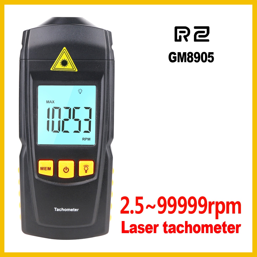 RZ Portable Digital Laser Tachometer Non-Contact LCD Tach RPM Meter ...