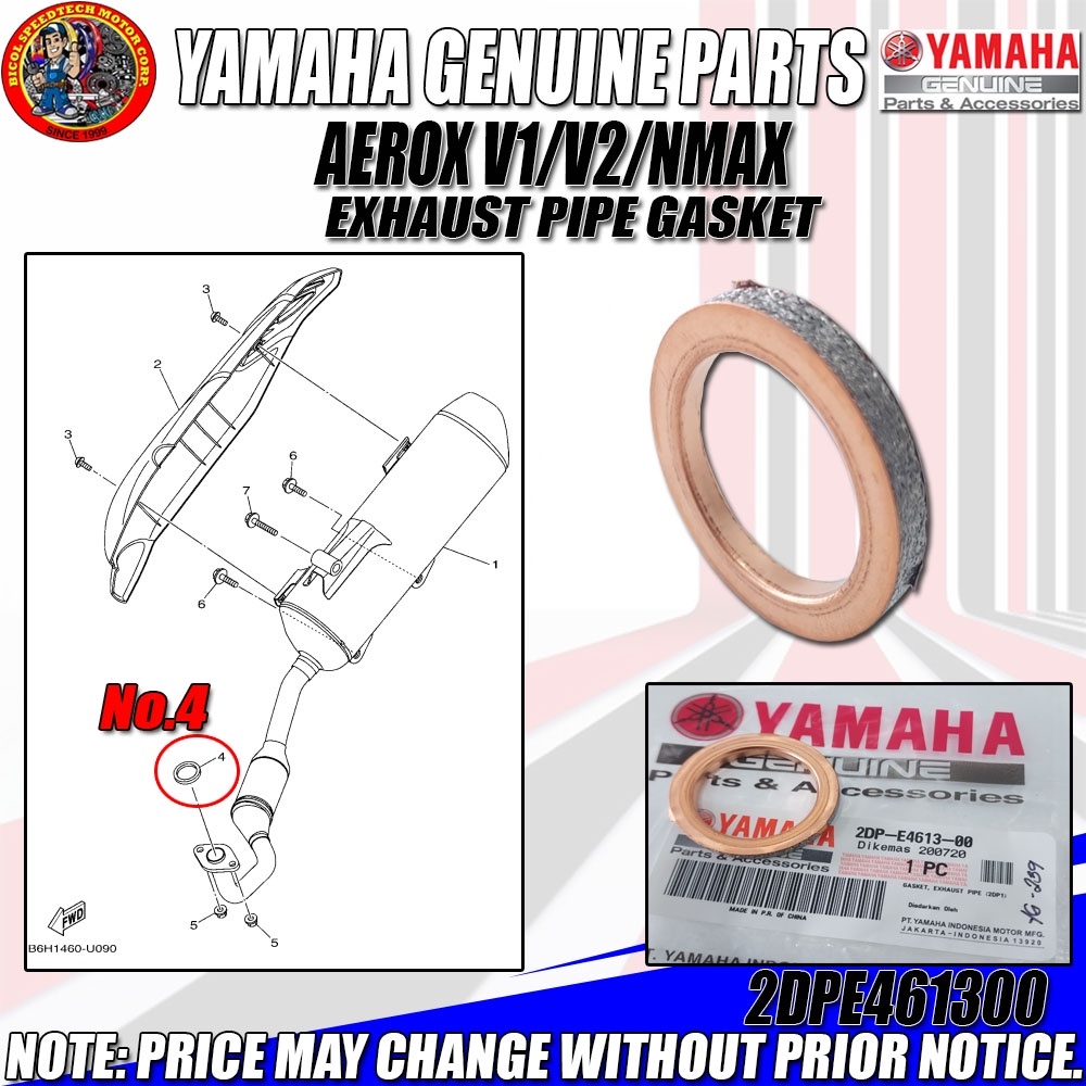 New 2023 AEROX V1/V2/NMAX EXHAUST PIPE GASKET (GENUINE: 2DP-E4613-00-00 ...