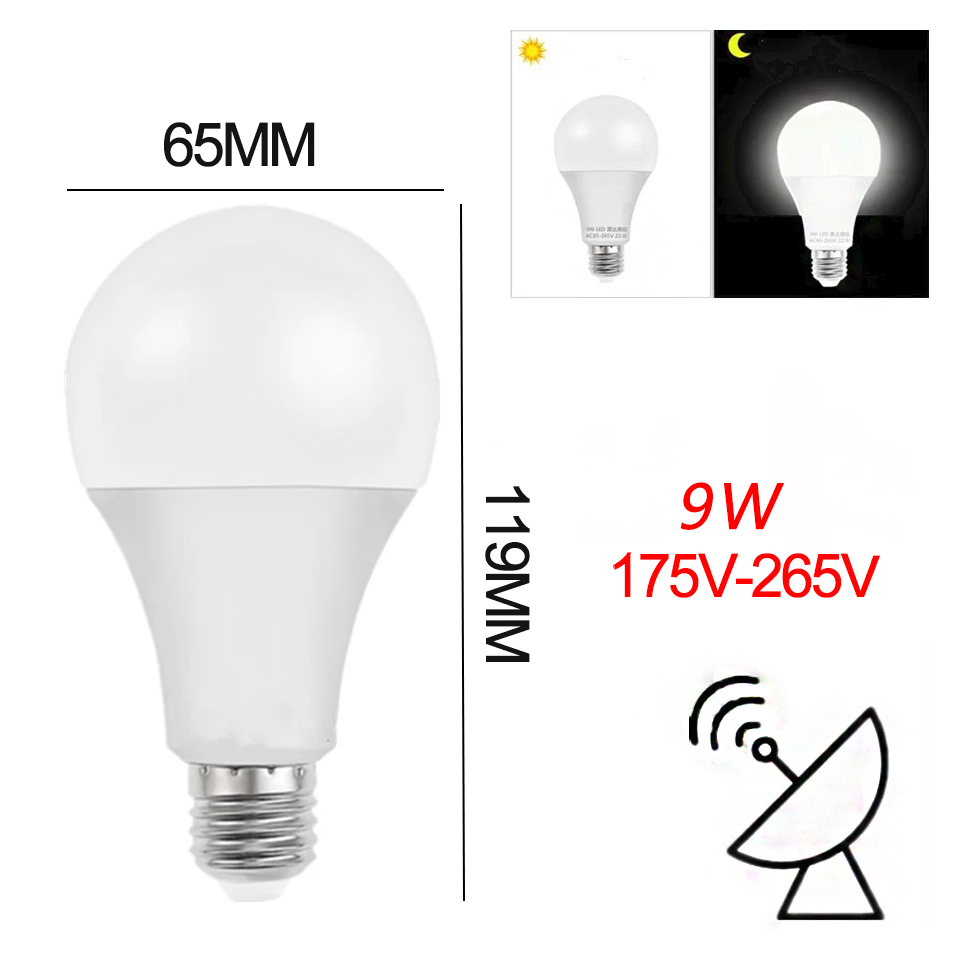 Motion Sensor Light Bulb 9W Smart Bulb Radar LED Night Lights E27 Base ...