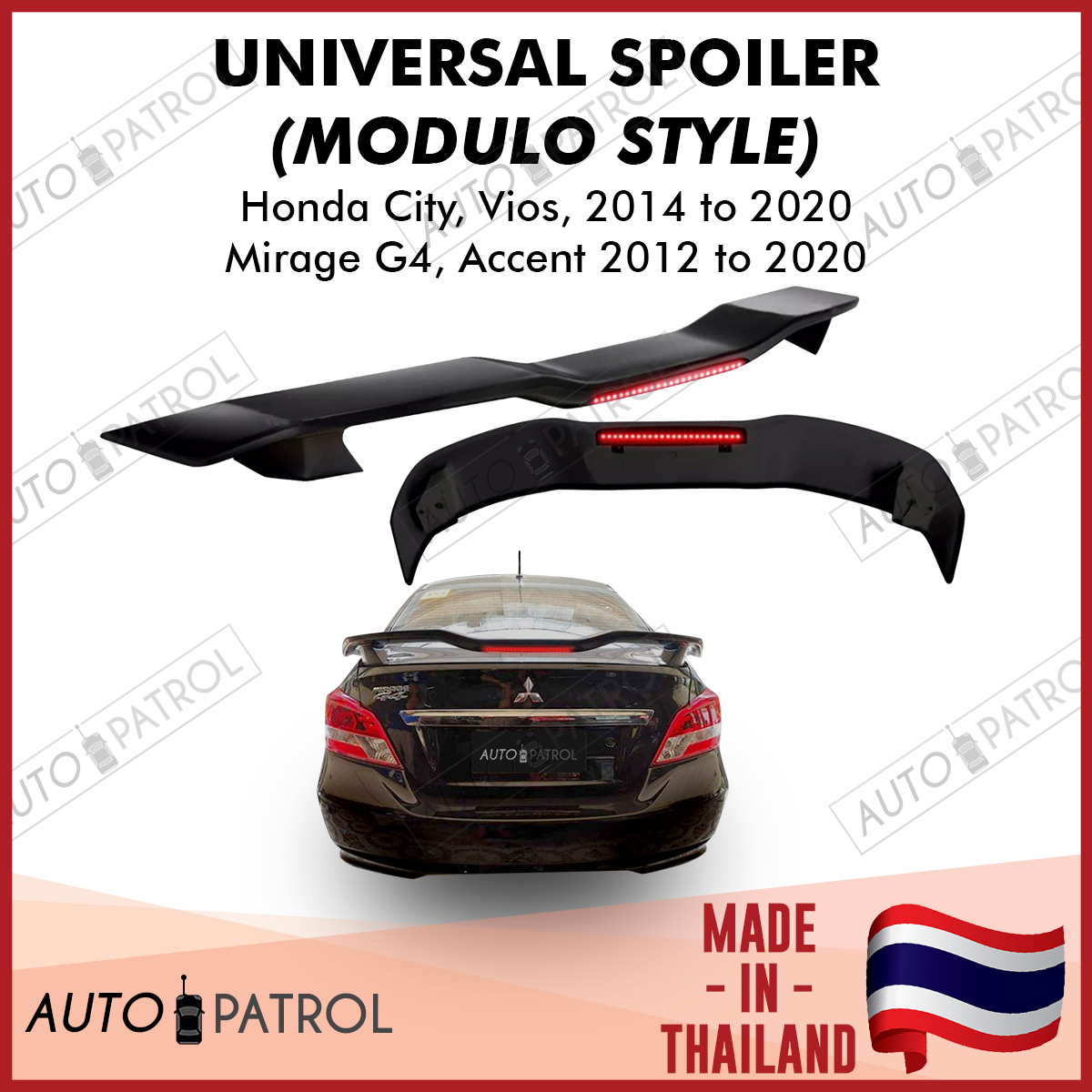Universal Spoiler for Honda City, Vios, 2014 to 2020 Mirage G4, Accent ...