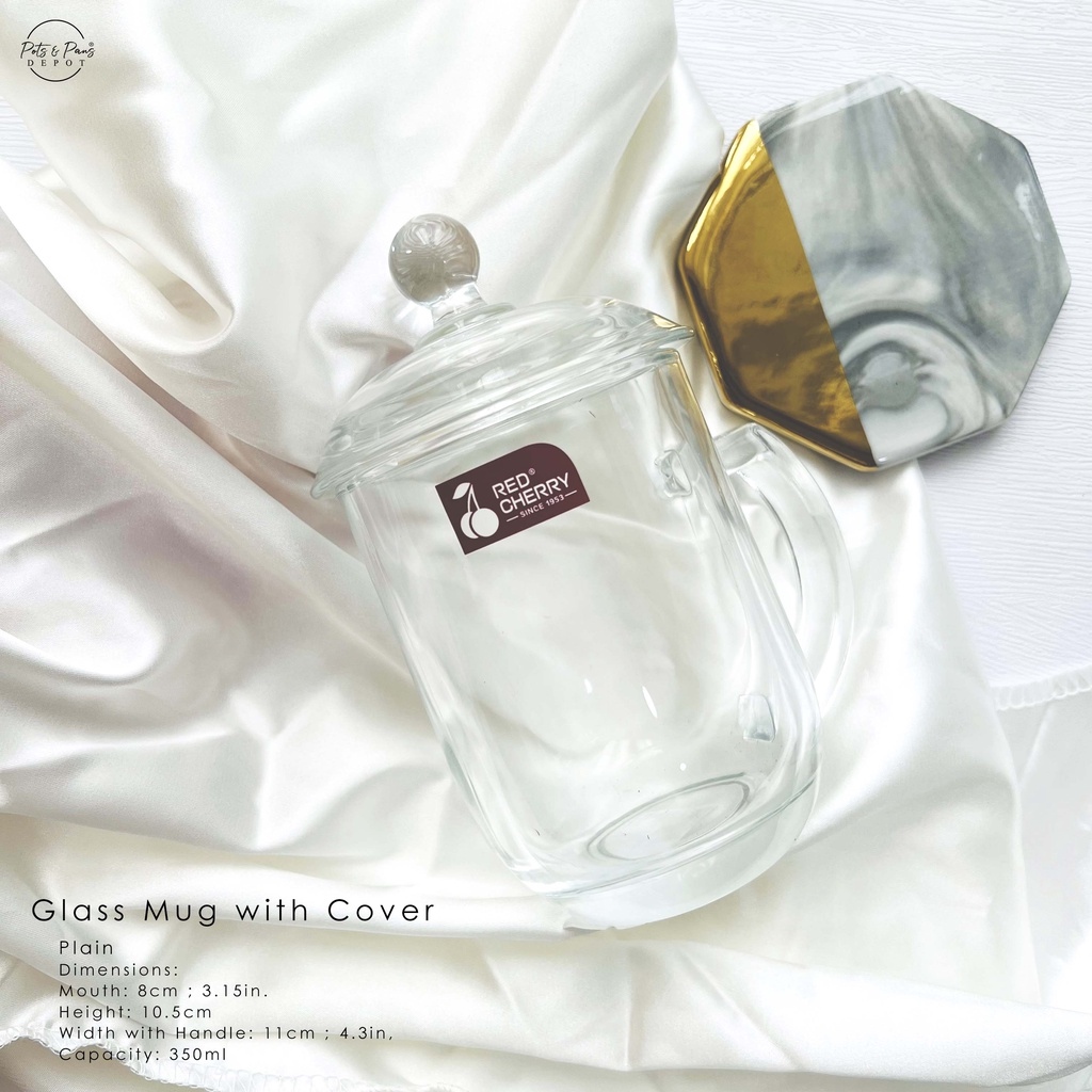 Red Cherry Glass Mug with Cover 350ml | Lazada PH