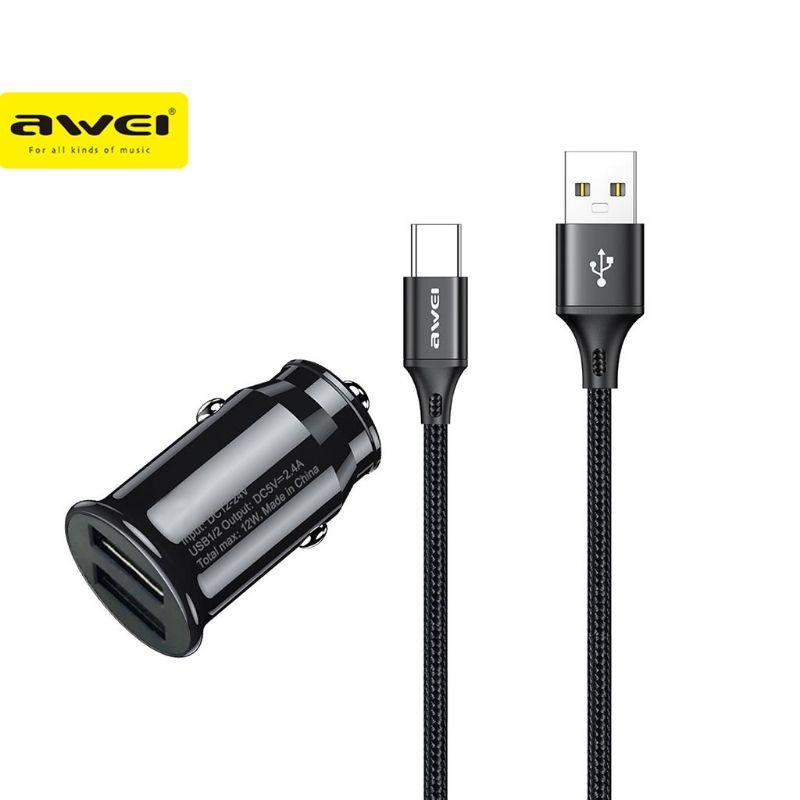 Awei C-826T Dual Port Charger for Cars and Aerox V1V2 Nmax V1V2 with ...