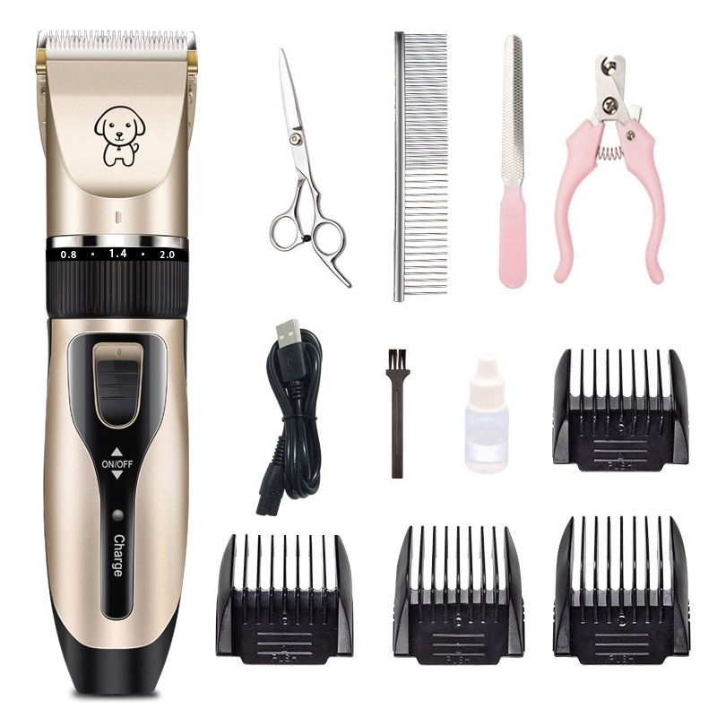 Professional Dog Razor Grooming Kit Low-Noise Cordless Timmer with Comb ...