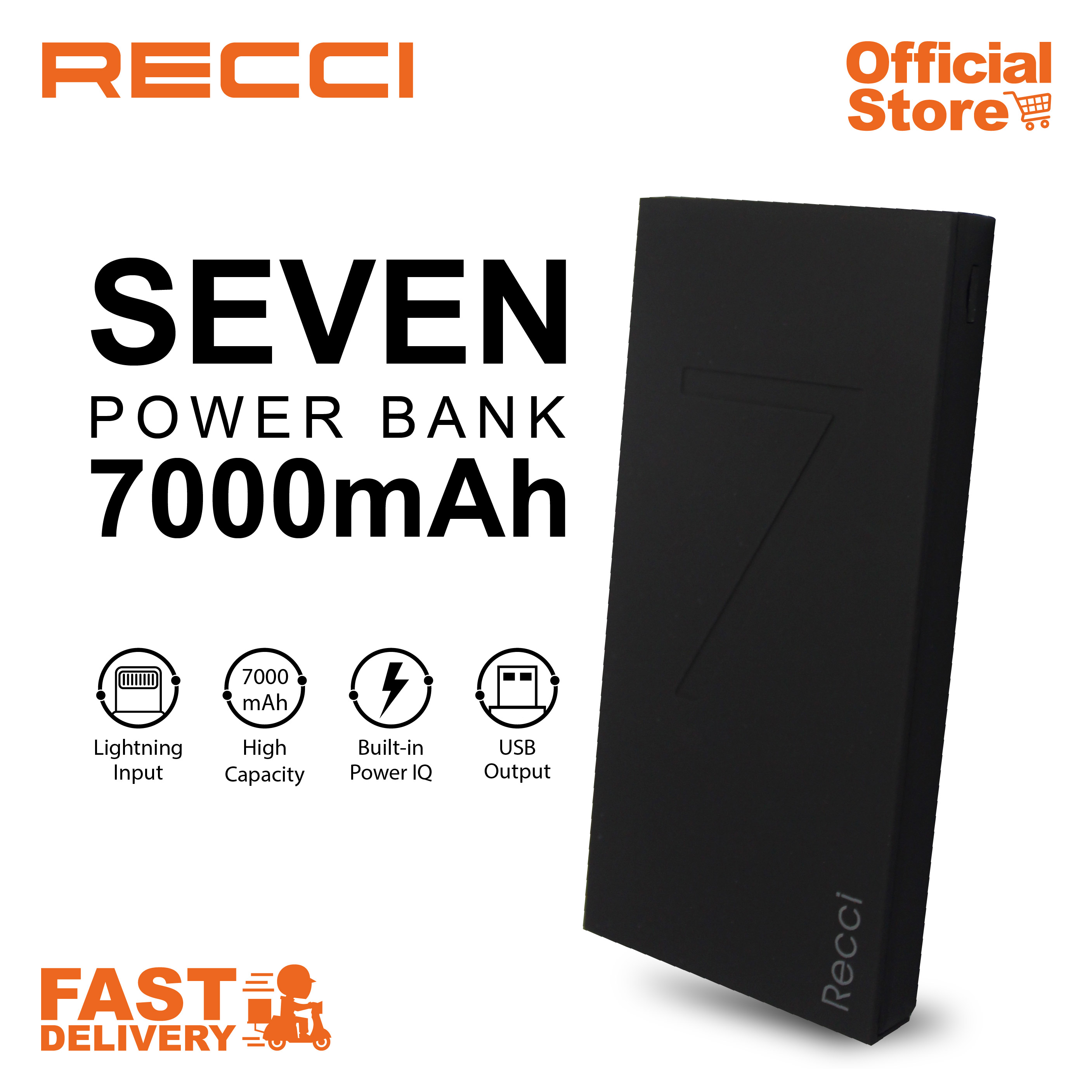 Recci - Power Bank - Seven - Lightning Input - Black / RS-7000A | Lazada PH