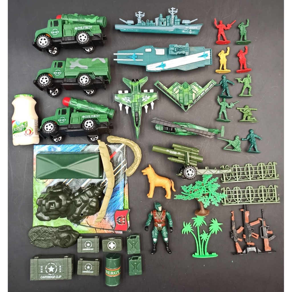 Military soldier figures army play sets with planes helicopter ships ...