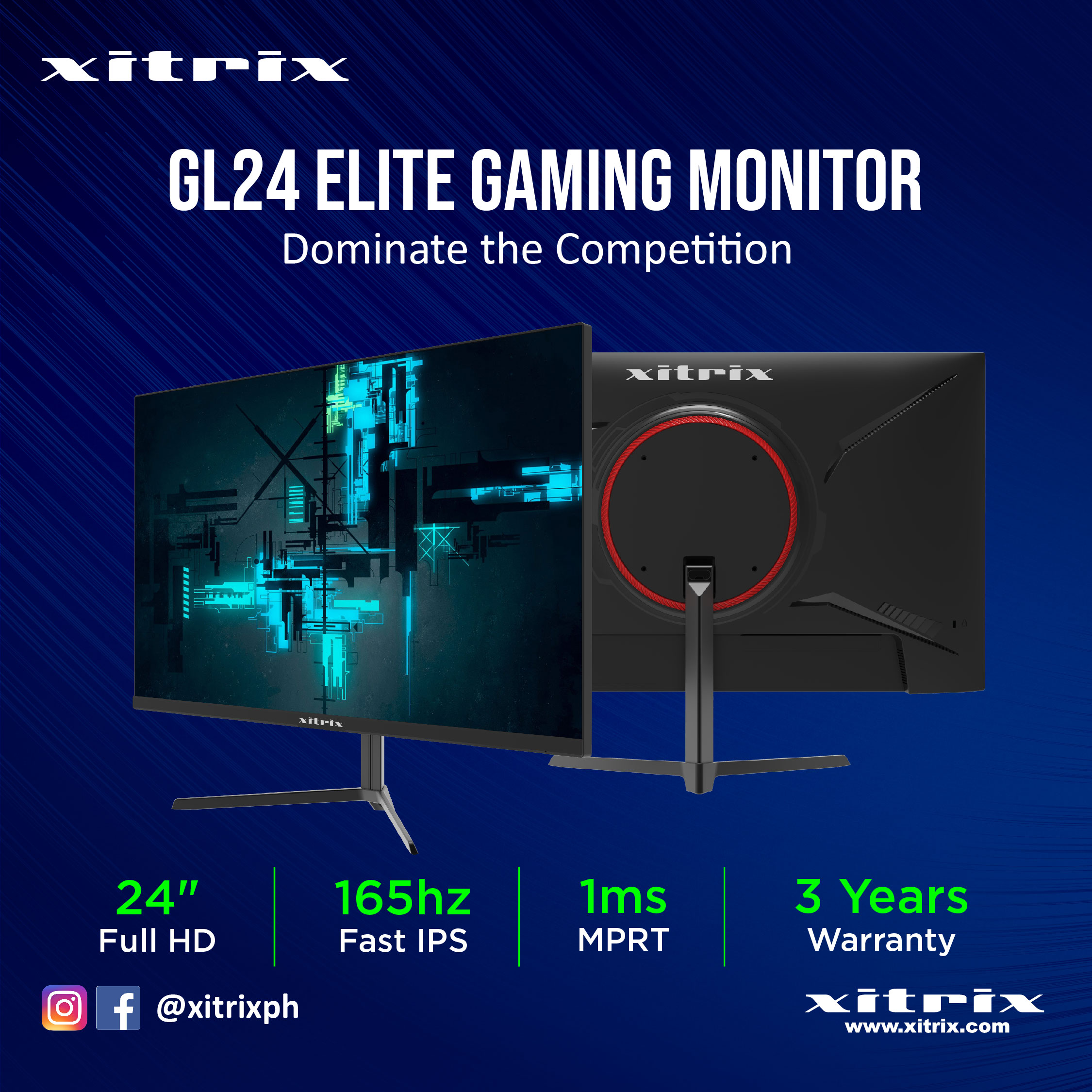 Xitrix GL24 24inch 165Hz Fast IPS Full HD Gaming Monitor; Supports ...