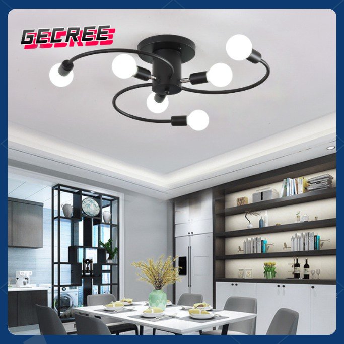 GECREE【COD】220V E27 3/6/8 Head LED Iron Living Room Ceiling Light ...