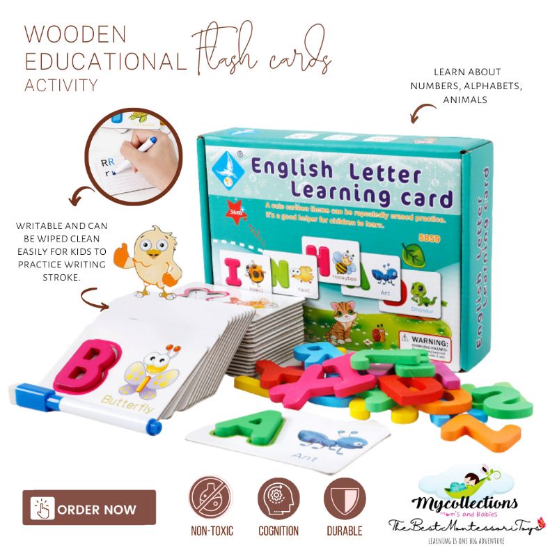 Wooden Montessori Alphabet Flash Cards | Lazada PH