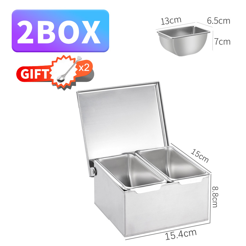 【Local Delivery Quickly 】304 All-Steel Stainless Steel Seasoning Box ...