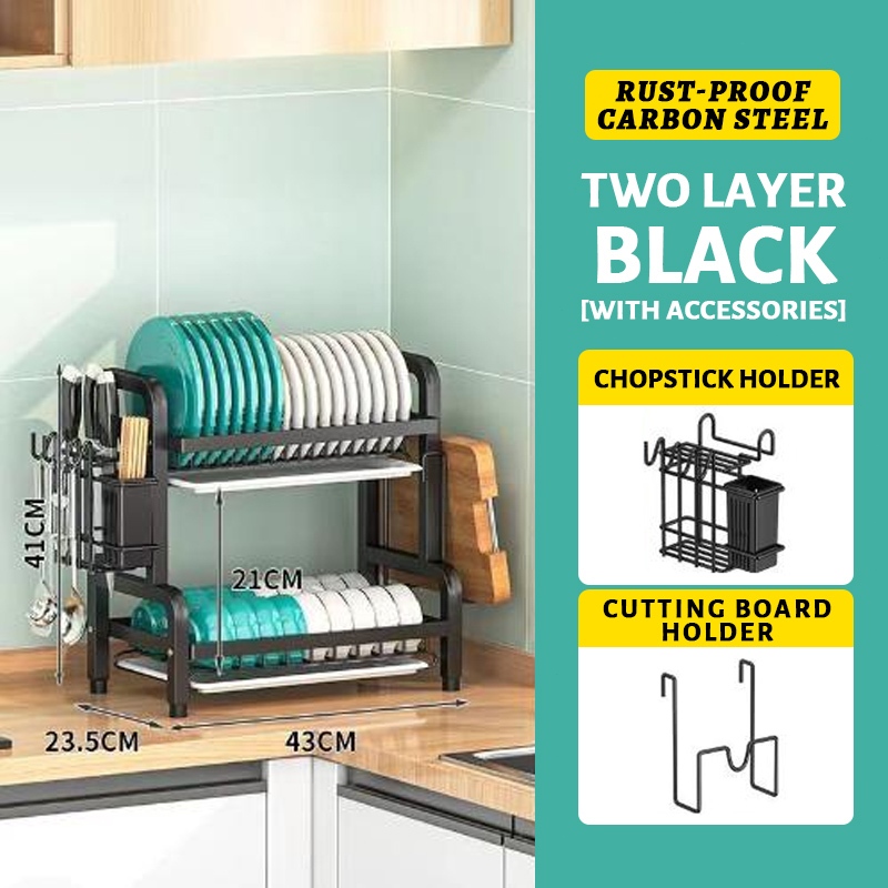 💒【Spring Garden Furniture Store】💒Kitchen Dish Rack Dish Drainer Dish ...