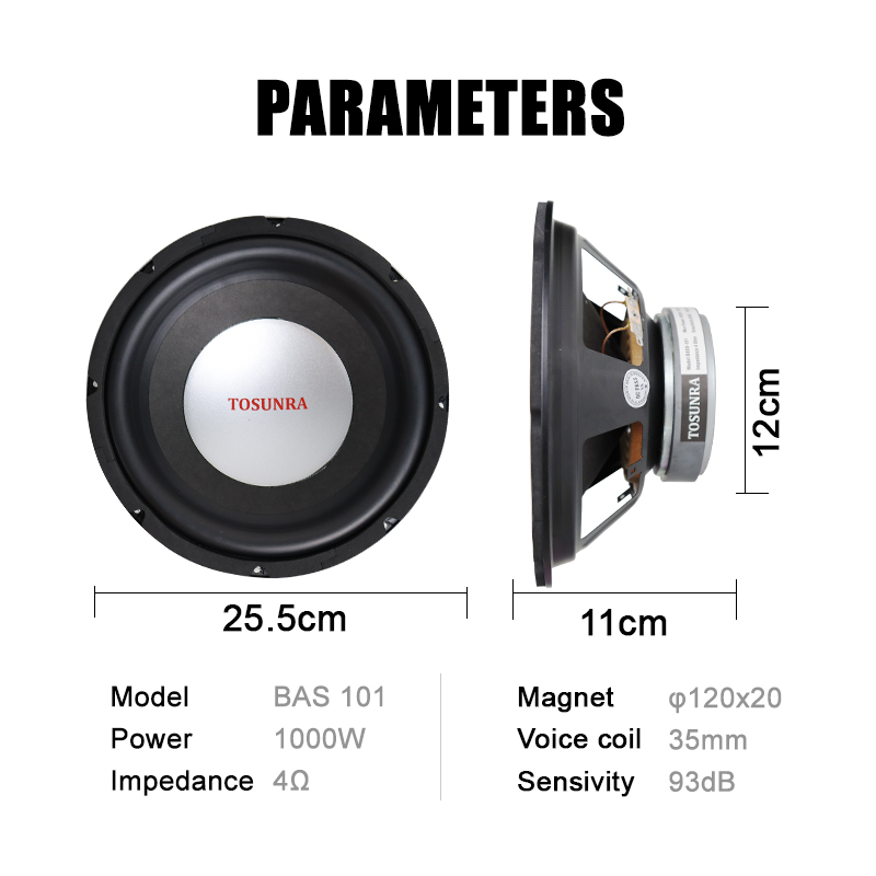 TOSUNRA 8 Inch Subwoofer Speaker 800W 4Ω Party Stereo Car Woofer Sound ...