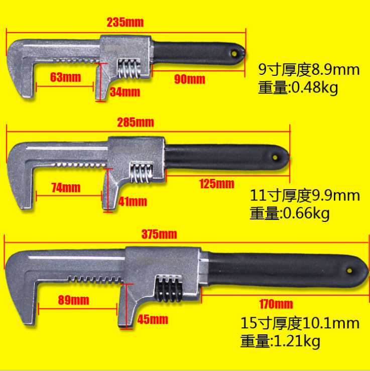 Multi-functional right-angle adjustable wrench with large opening and ...