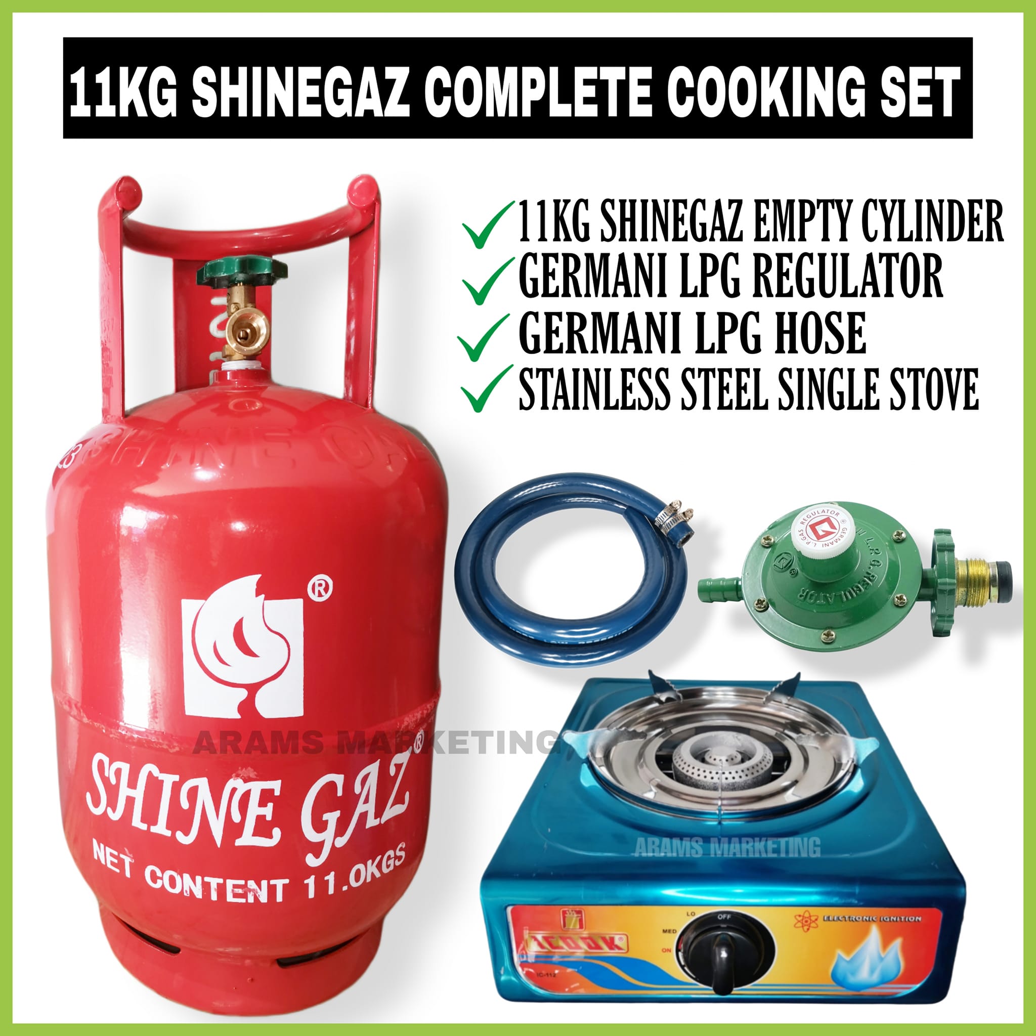 SHINEGAZ 11KG COMPLETE SET WITH SINGLE BURNER (EMPTY TANK) | Lazada PH