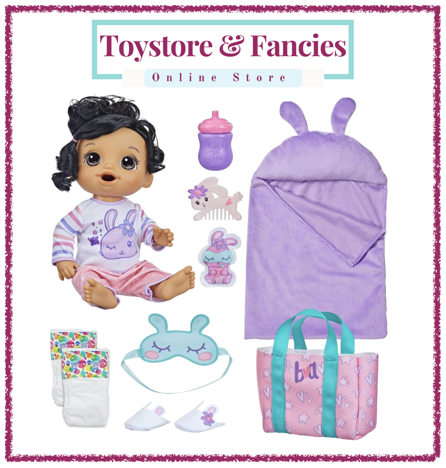 🇺🇲 Baby Alive Bunny Sleepover Baby Doll with Dark Hair and Accessories ...