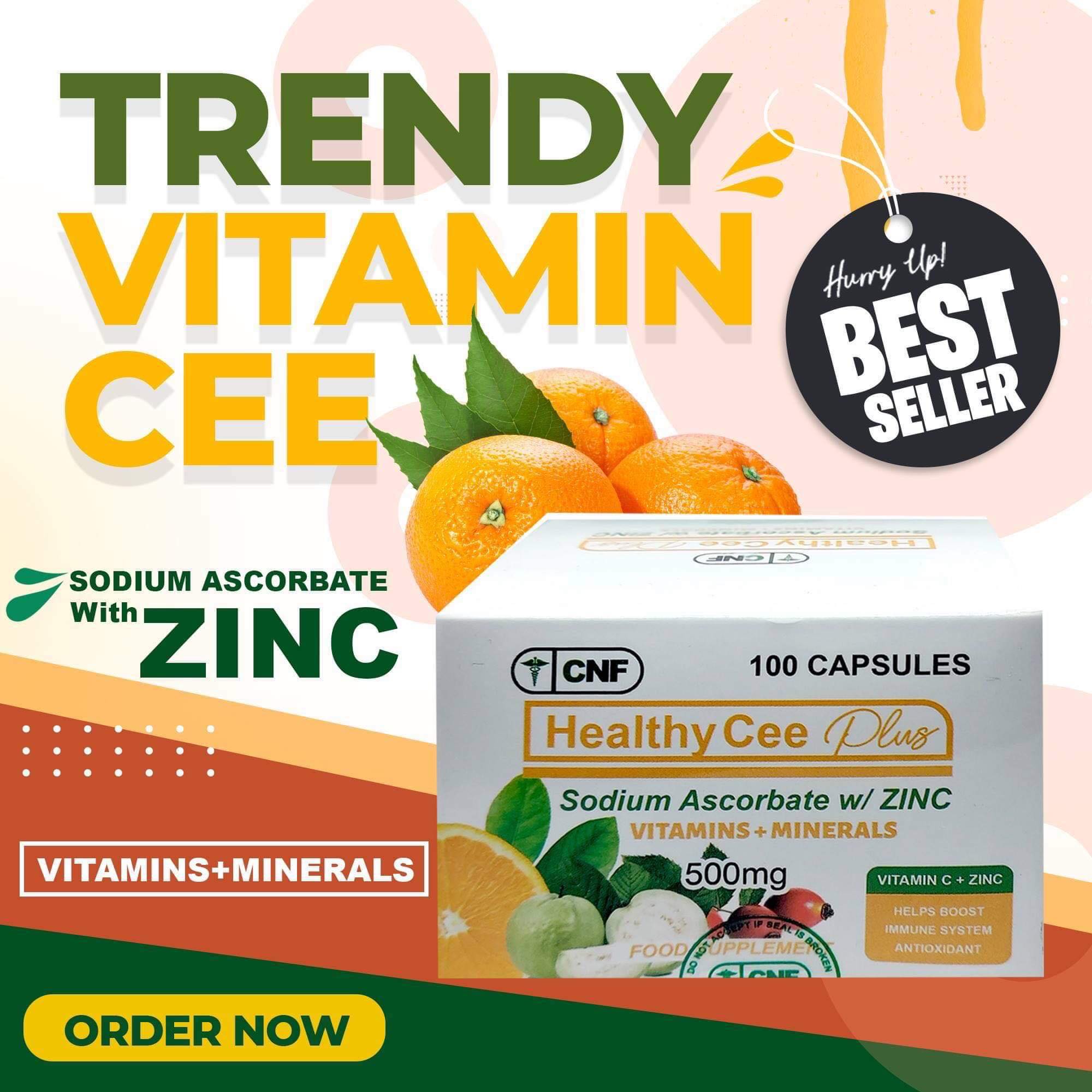 Healthy Cee Plus - 20 Boxes - Sodium Ascorbate with ZINC 100caps ...