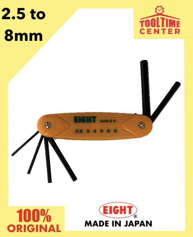 6 pc. Eight Hex Allen Key Wrench Set in Folding Case 2.5 to 8mm 009-2N ...