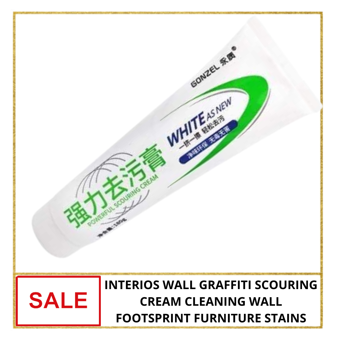 Interior wall graffiti scouring cream cleaning wall footprints ...
