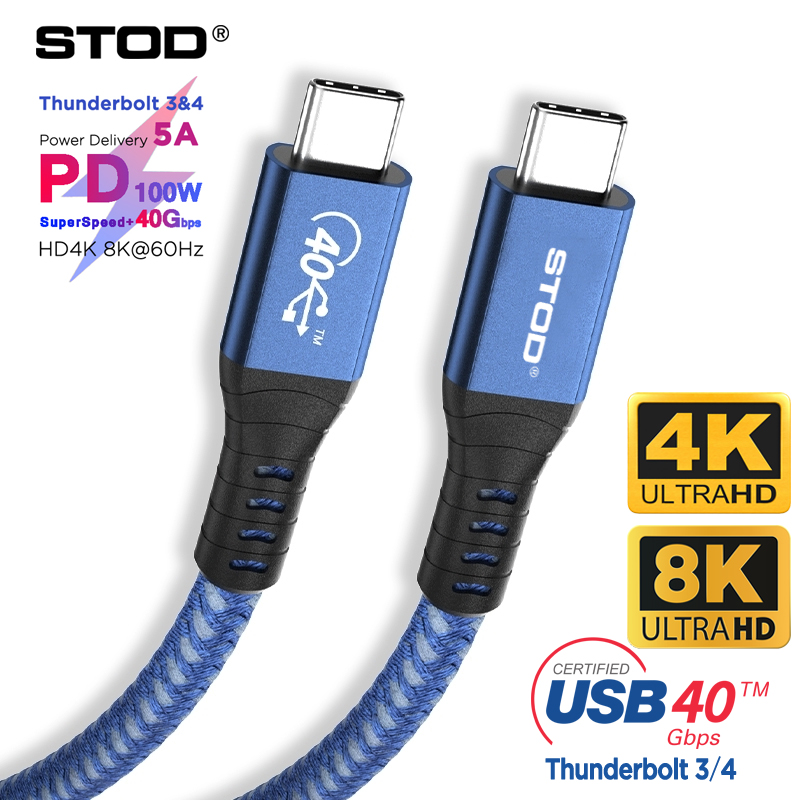 STOD Thunderbolt 4 USB C Cable USB4 40Gbps Right Angle Left Elbow L Shape Thunderbolt4 4K 8K ...