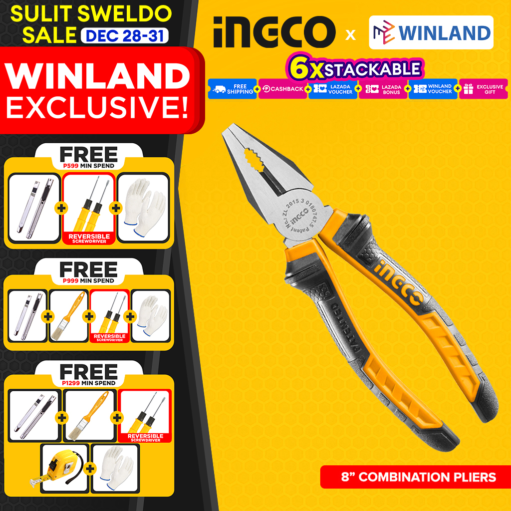 INGCO by Winland Polish and Anti-Rust Combination Pliers 8" 200mm ...