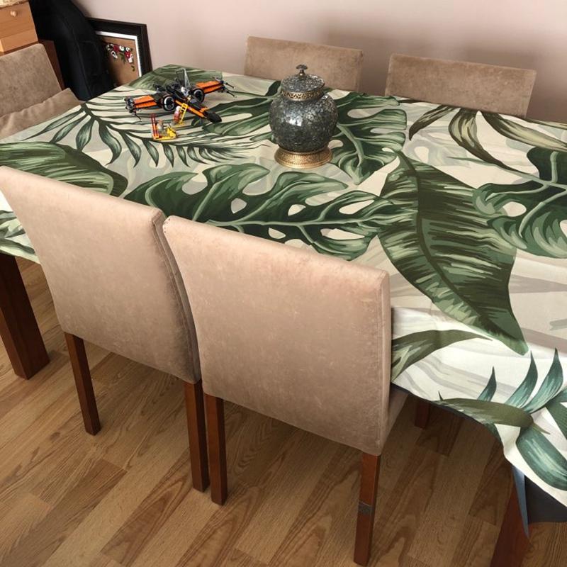 Tropical Plants Pattern Linen Waterproof Tablecloths Decorative Home ...