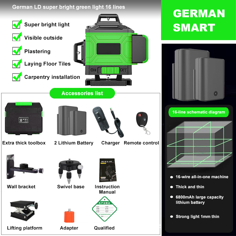 Original 12/16 Lines 4D Laser Level Lines Levelling Tools for 360 ...