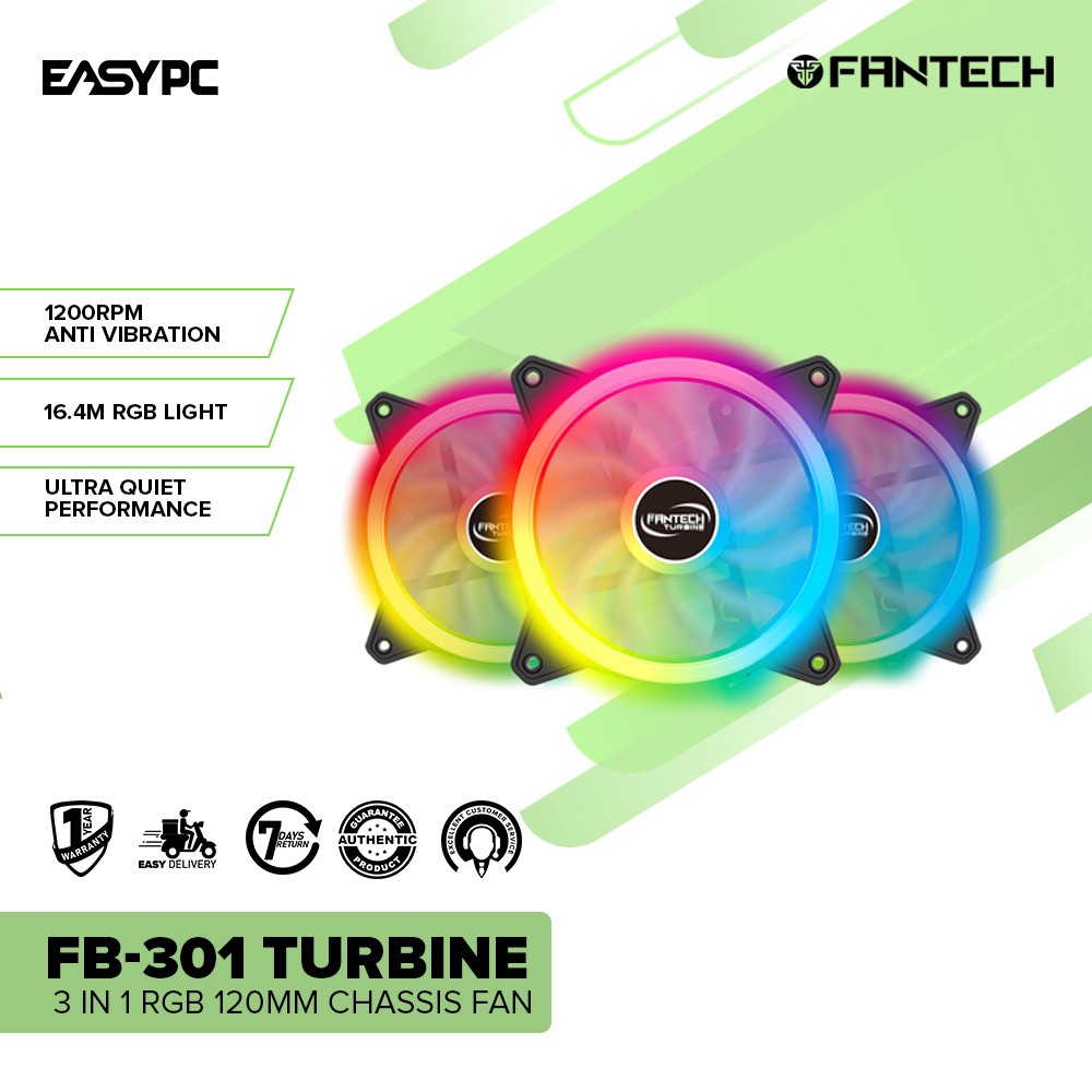 EasyPC | Fantech Turbine 3 in 1 RGB 120mm Chassis Fan | Lazada PH