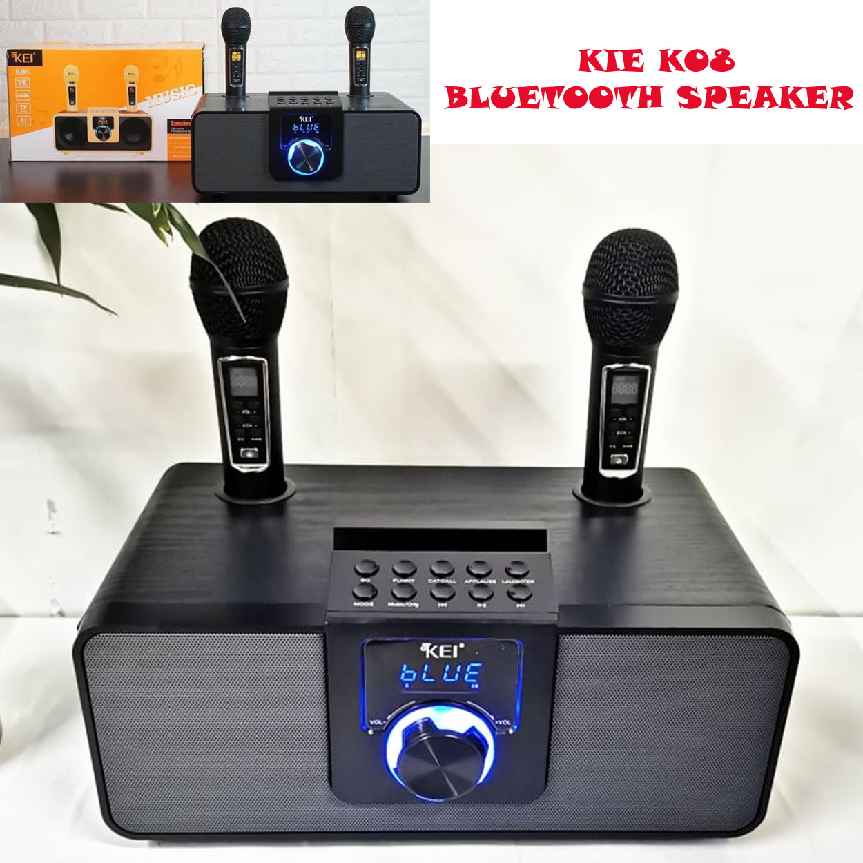 KEI K08 bluetooth karaoke speaker Comes with 2 wireless microphones ...