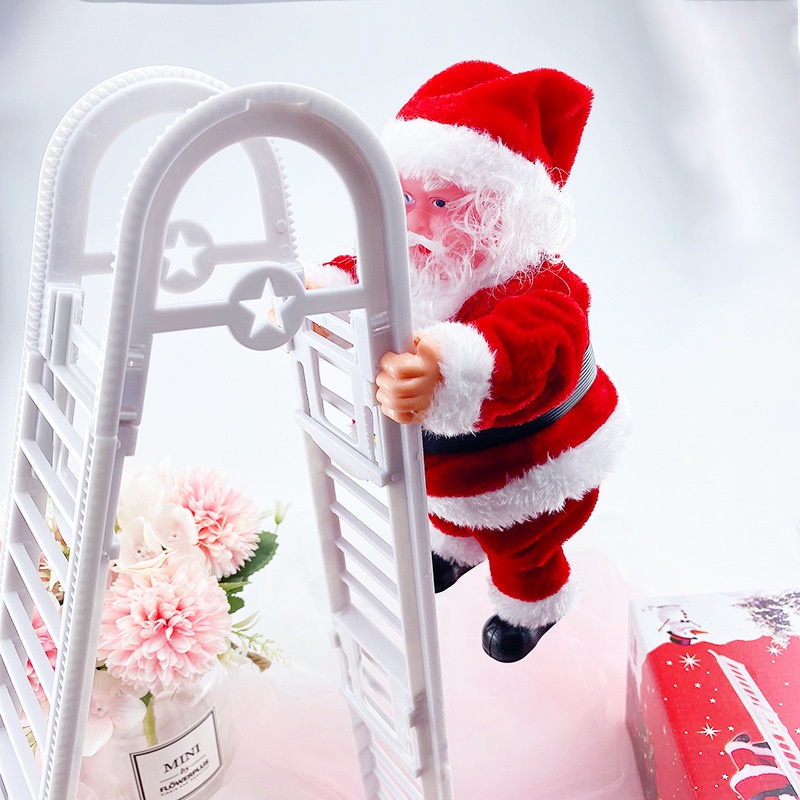 New Santa Climbing Ladder with Music Electric Santa Claus Climbing Rope ...