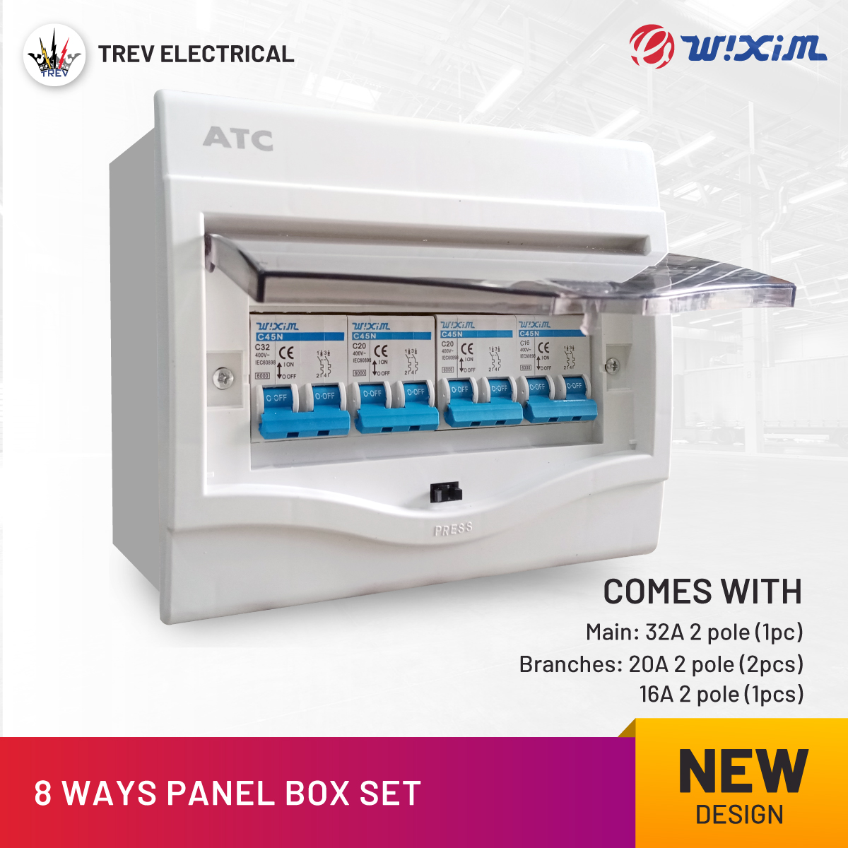 TREV * BIG SALE * Distribution Panel Box Flush Type 8ways w/ MCB 2P ...