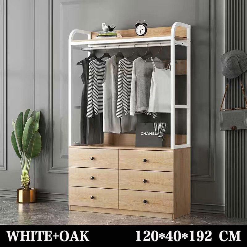 MYHOME Coat Rack European Style Drawer Wardrobe Bedroom Hanger Floor ...