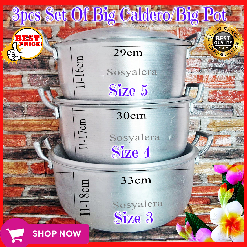 Sosyalera 3pcs Set Aluminum Extra Size Caldero/Caldero/Boiler/Pot/Big ...
